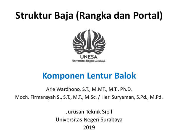 (PDF) Struktur Baja (Rangka dan Portal) Komponen Lentur Balok
