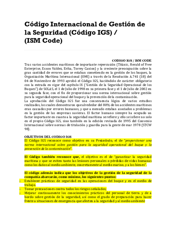 (DOC) Código Internacional de Gestión de la Seguridad