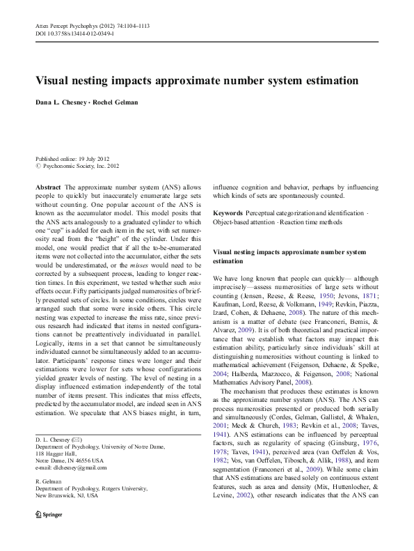 (PDF) Visual nesting impacts approximate number system estimation