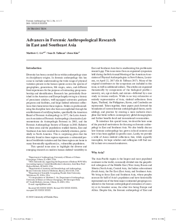 (PDF) Advances in forensic anthropological research in East and ...