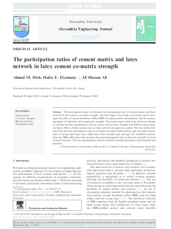 (PDF) The participation ratios of cement matrix and latex network in ...