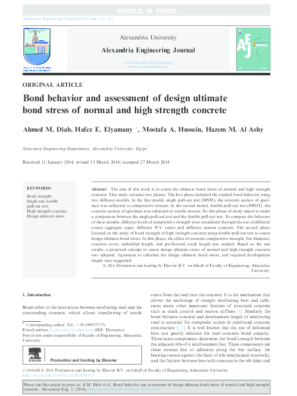 (PDF) Bond behavior and assessment of design ultimate bond stress of ...