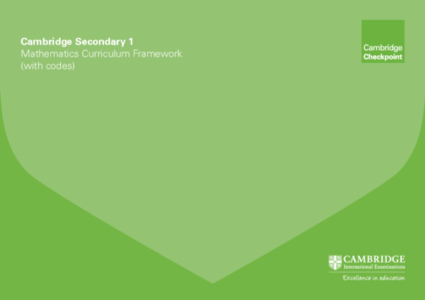 (PDF) Cambridge Secondary 1 Mathematics Curriculum Framework (with codes