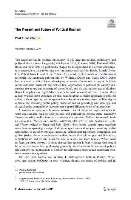 (PDF) The Present and Future of Political Realism