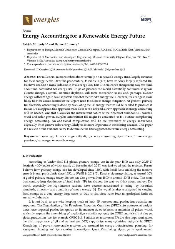 (PDF) Energy Accounting for a Renewable Energy Future