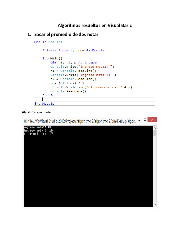(DOC) Algoritmos resueltos en Visual Basic | AMADO ELENO - Academia.edu