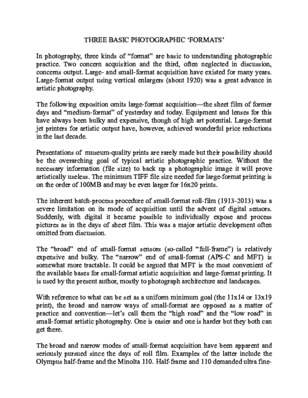 (PDF) Three Basic Photographic 'Formats' | R. Schleyer, M.A. - Academia.edu