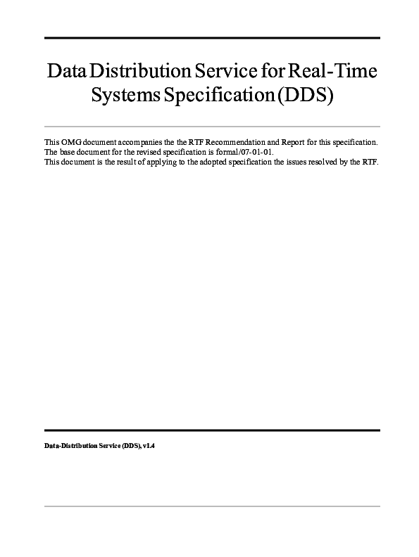 (PDF) Data Distribution Service for Real-Time Systems Specification (DDS