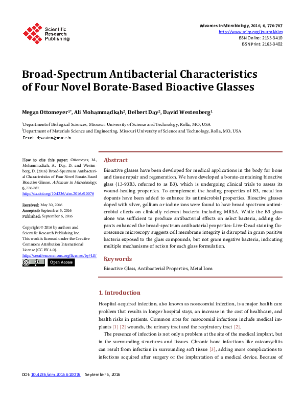 (PDF) Broad-Spectrum Antibacterial Characteristics of Four Novel Borate ...