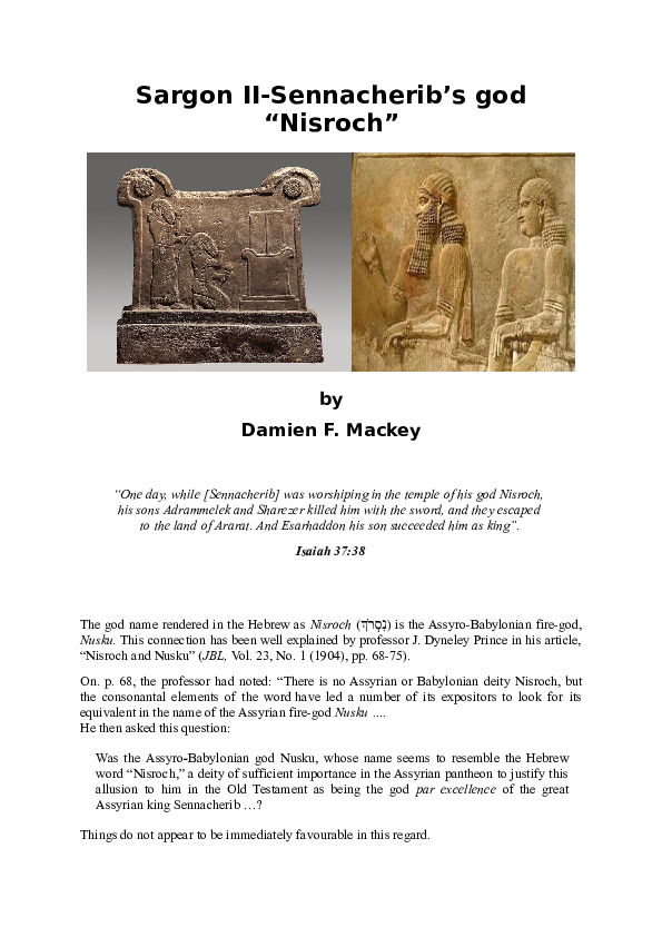 (DOC) Sargon II-Sennacherib’s god “Nisroch”