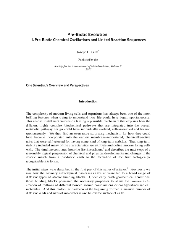 (PDF) Pre-Biotic Evolution Pre-Biotic Evolution: I. From Stellar to ...