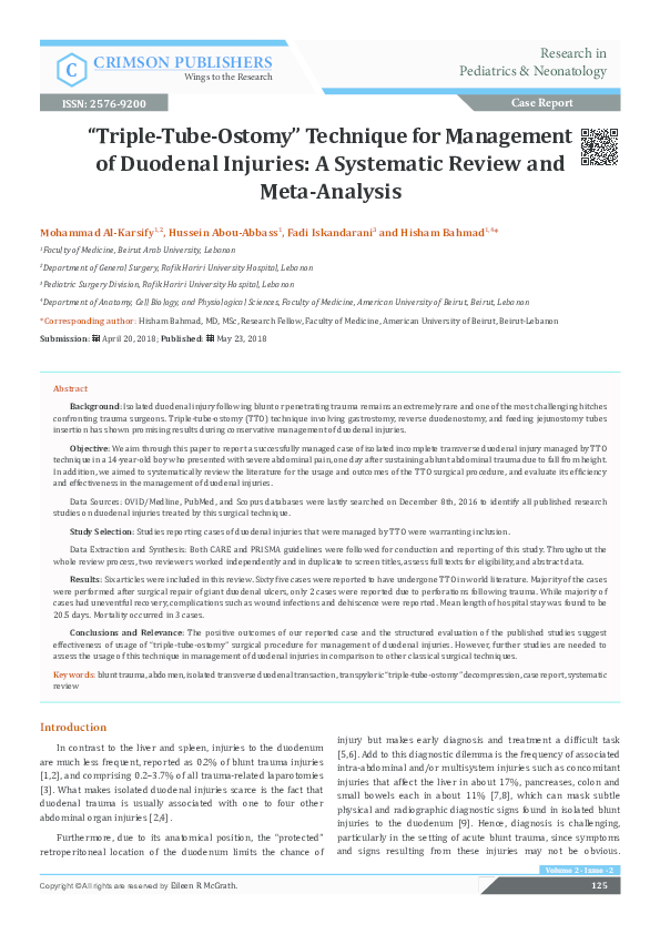 (PDF) "Triple-Tube-Ostomy" Technique for Management of Duodenal ...