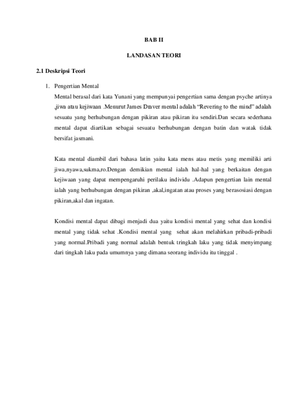 (DOC) BAB II LANDASAN TEORI 2.1 Deskripsi Teori