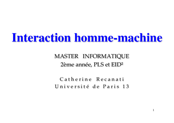 (PDF) Interaction homme-machine