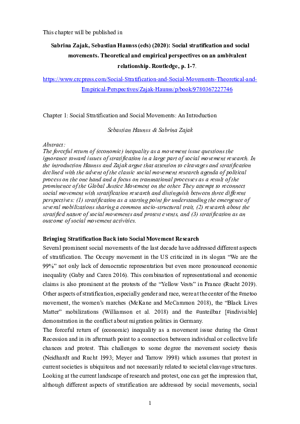 (PDF) Social Stratification and Social Movements An Introduction