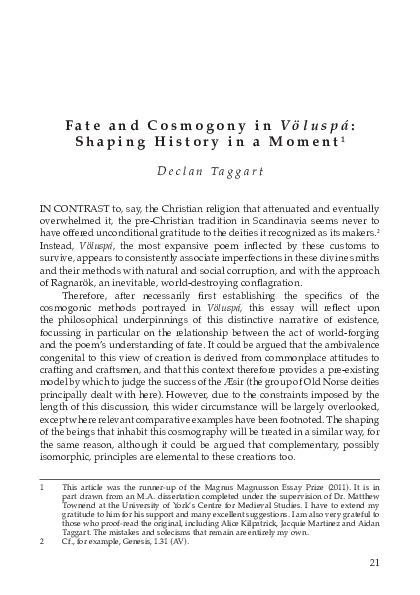 (PDF) Fate and Cosmogony in Völuspá: Shaping History in a Moment ...