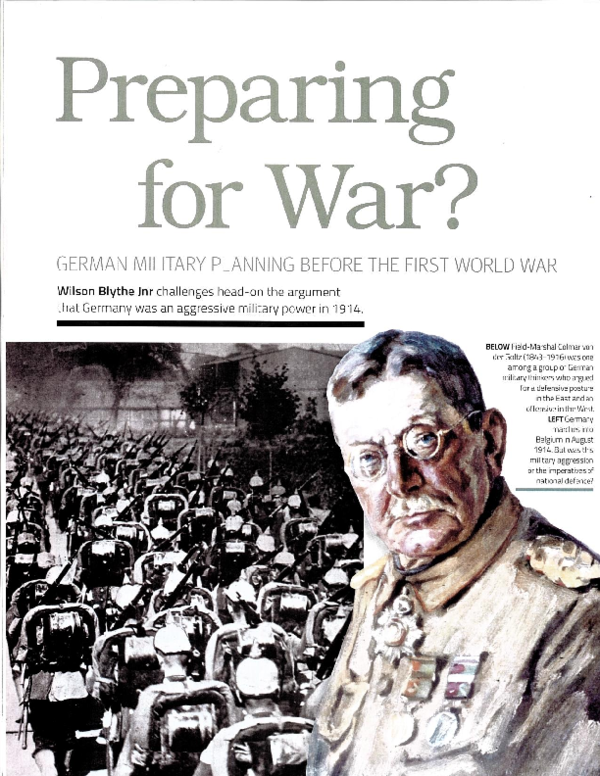 (PDF) Preparing for War? German Military Planning Before the First ...