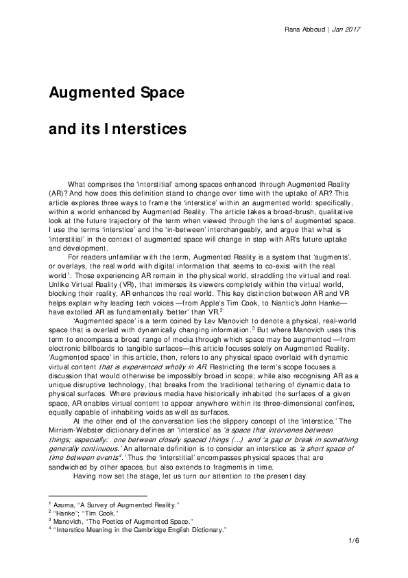 (PDF) Augmented Space and its Interstices