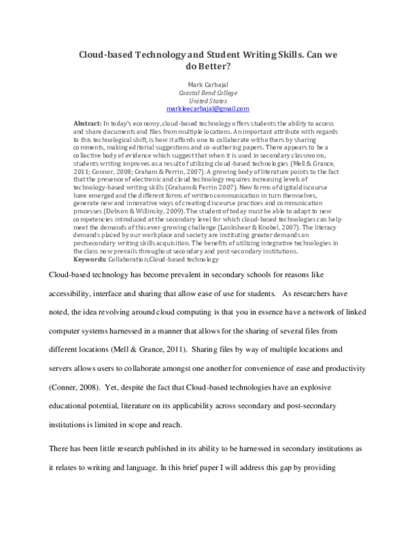 (PDF) Cloud-based Technology and Student Writing Skills. Can we do Better?