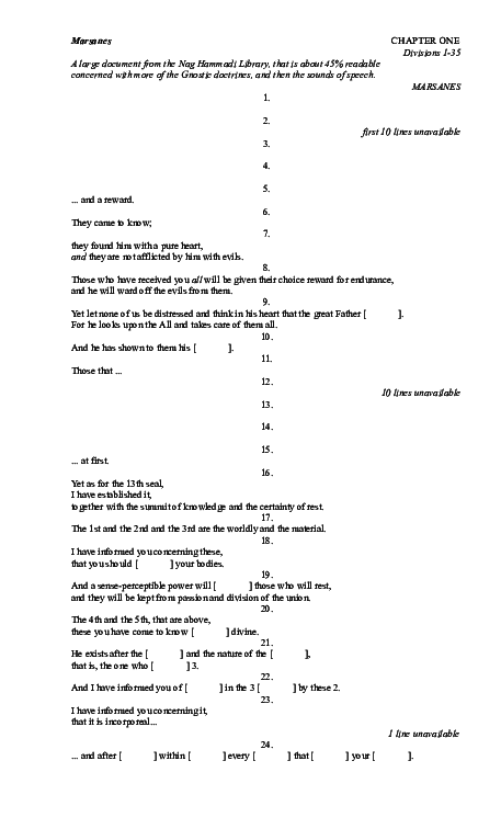 (DOC) the Gnostic book of Marsanes