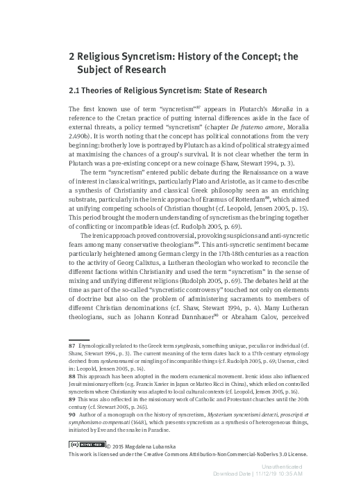 (PDF) Religious Syncretism: History of the Concept; the Subject of Research