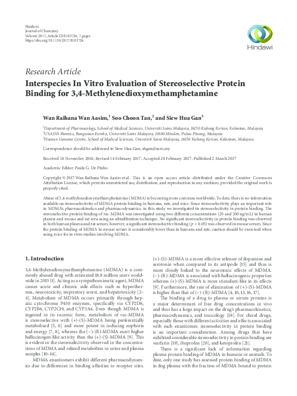 (PDF) Evaluation of Stereoselective Protein Binding for 3,4 ...