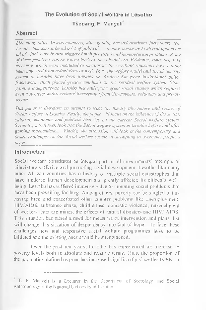 (PDF) The Evolution of Social welfare in Lesotho