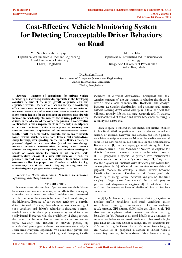 (PDF) IJERT-Cost-Effective Vehicle Monitoring System for Detecting ...