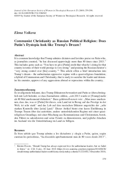 (PDF) Communist Christianity as Russian Political Religion: Does Putin ...