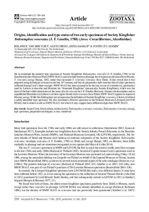 (PDF) Origins, identification and type status of two early specimens of ...