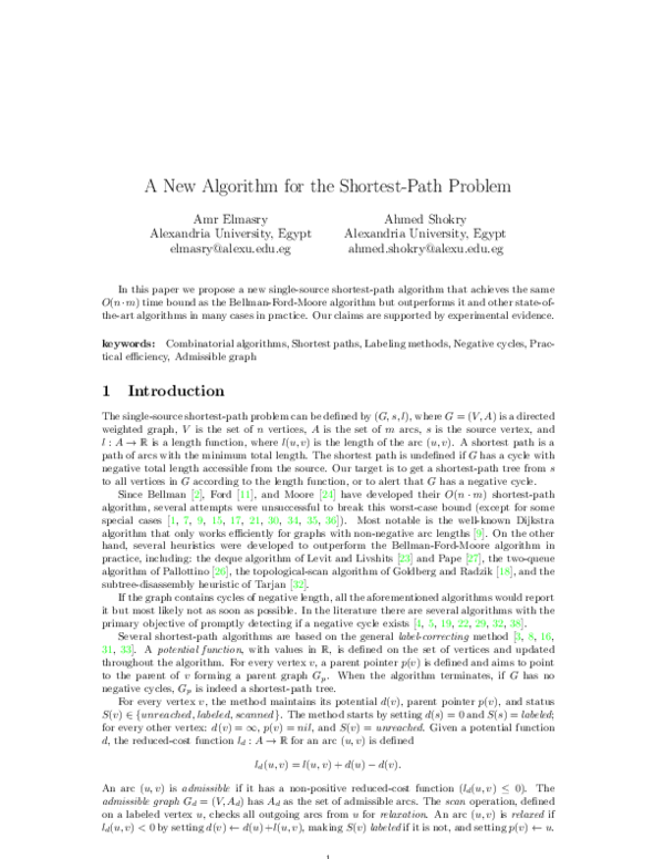 Pdf A New Algorithm For The Shortest Path Problem 8513