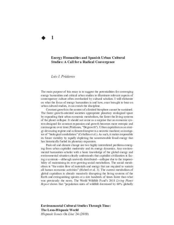 (PDF) Energy Humanities and Spanish Urban Cultural Studies: A Call for ...