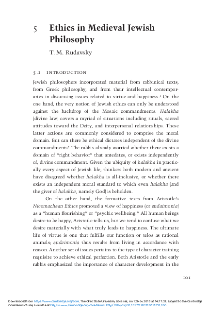 (PDF) Ethics in Medieval Jewish Philosophy