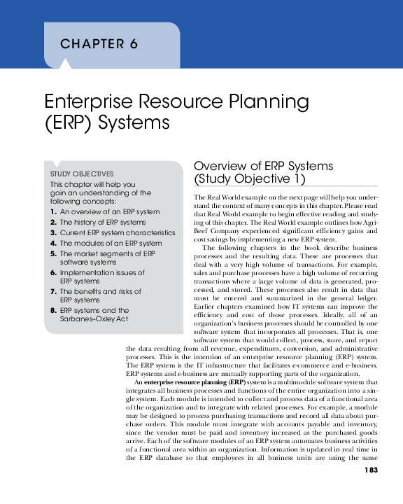 (PDF) Enterprise Resource Planning (ERP) Systems Overview of ERP ...