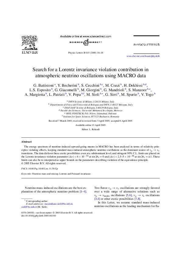 Pdf Search For A Lorentz Invariance Violation Contribution In