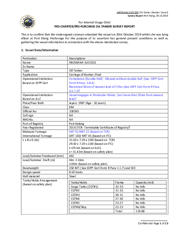 (PDF) Ships In Operation - Bunker Vessel Pre-Charter/Pre-Purchase ...