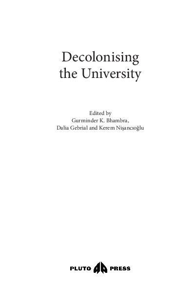 (PDF) Decolonising Philosophy