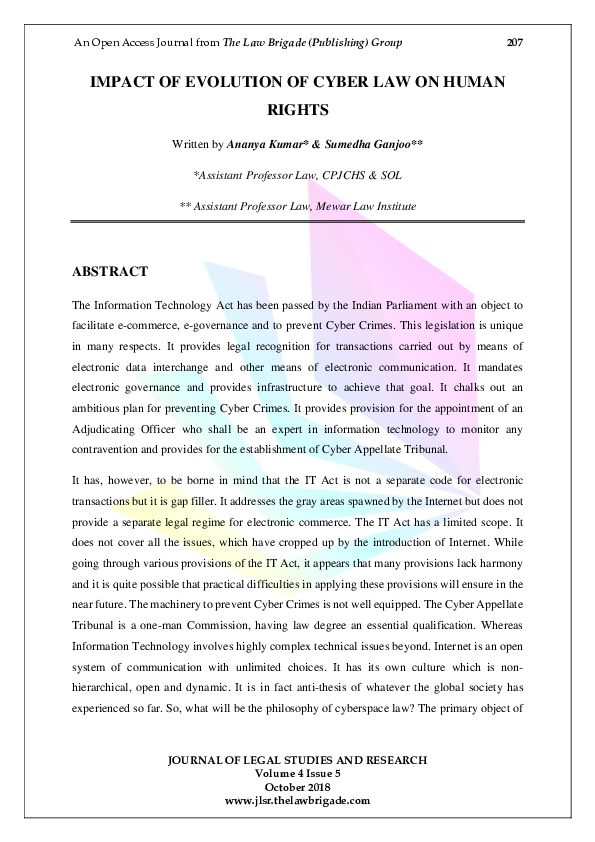 (PDF) IMPACT OF EVOLUTION OF CYBER LAW ON HUMAN RIGHTS
