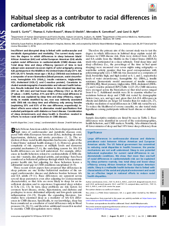 (PDF) Habitual sleep as a contributor to racial differences in ...