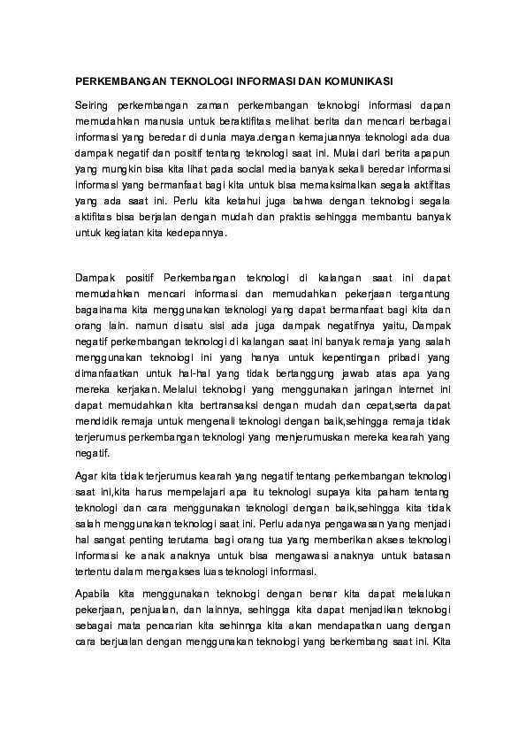(DOC) PERKEMBANGAN TEKNOLOGI INFORMASI DAN KOMUNIKASI