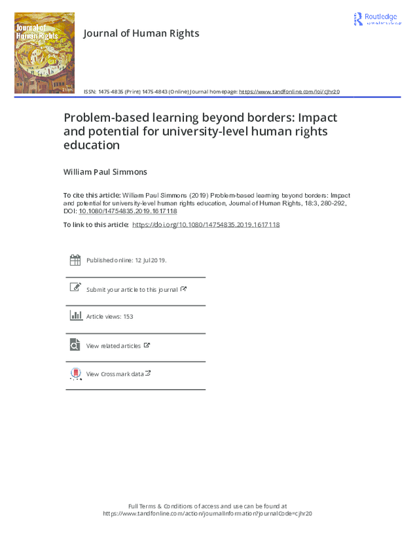 (PDF) Problem-based learning beyond borders: Impact and potential for university-level human ...