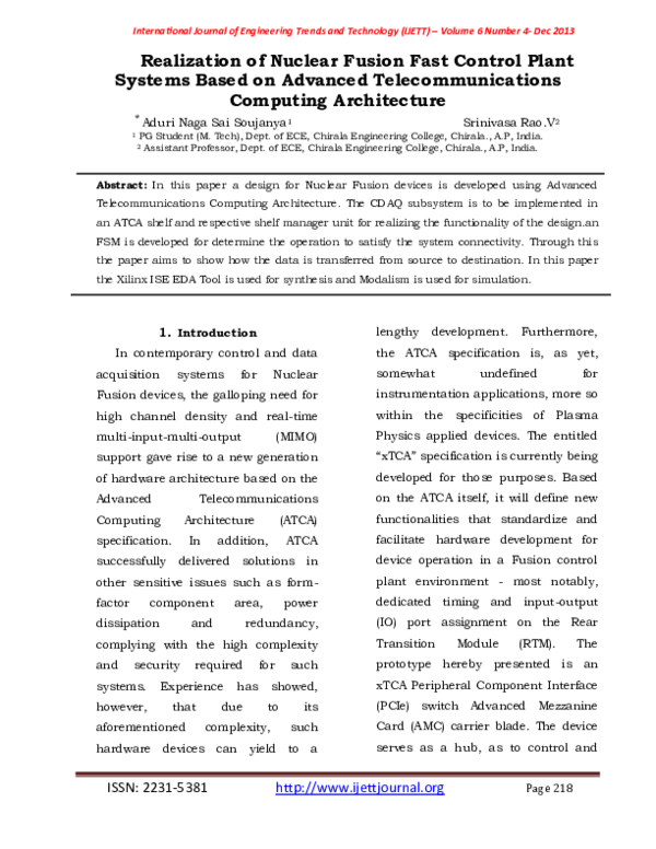 (PDF) Realization of Nuclear Fusion Fast Control Plant Systems Based on ...