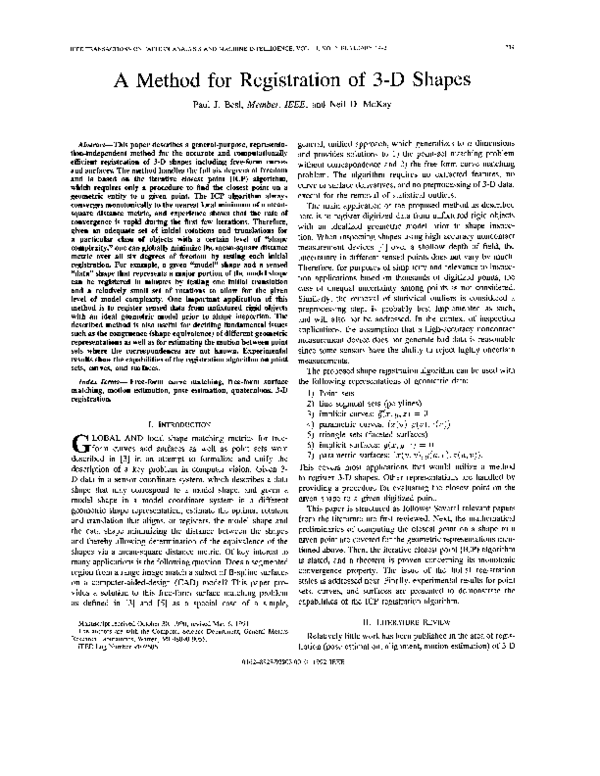 (PDF) A method for registration of 3-D shapes