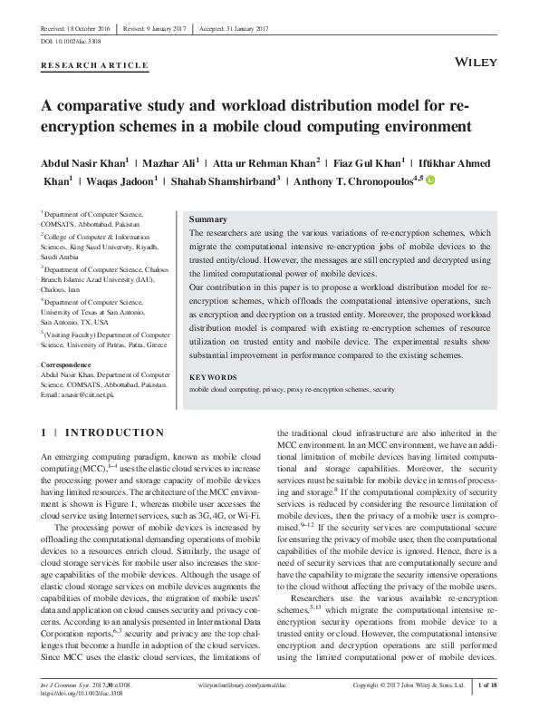 (PDF) A comparative study and workload distribution model for re-encryption schemes in a mobile ...