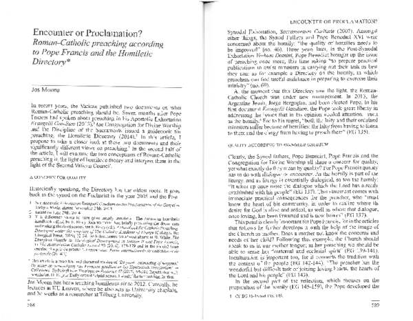 (PDF) 2019 - Encounter or Proclamation? Roman-Catholic preaching ...
