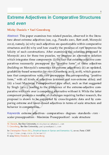 (PDF) Extreme Adjectives in Comparative Structures and even