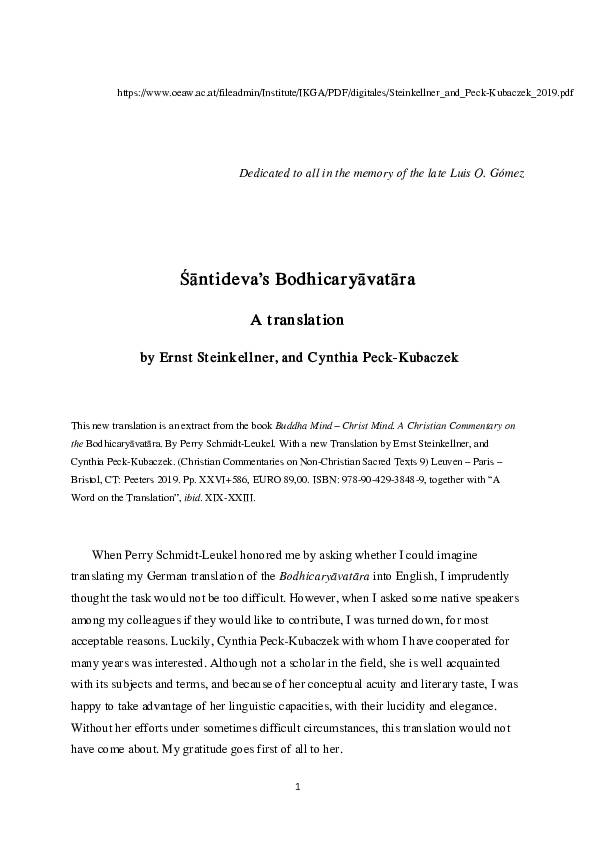 (PDF) Santideva's Bodhicaryavatara A translation