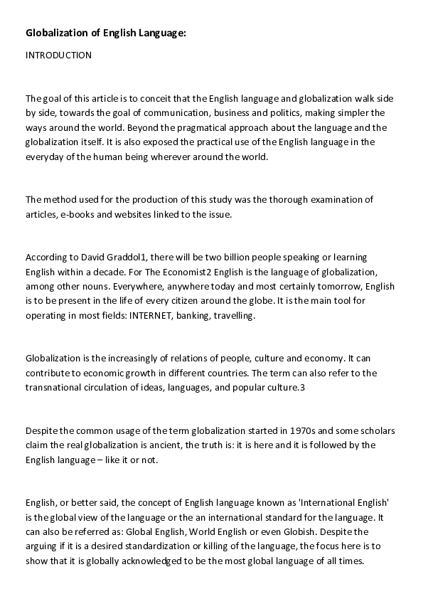 (DOC) Globalization of English Language