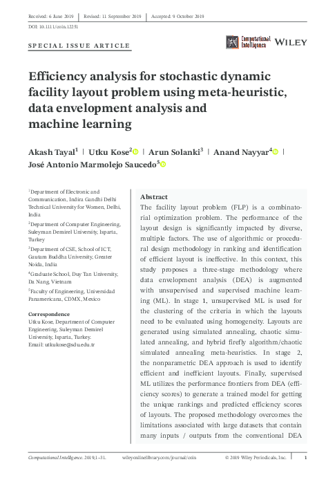 Pdf Efficiency Analysis For Stochastic Dynamic Facility Layout Problem Using Meta Heuristic
