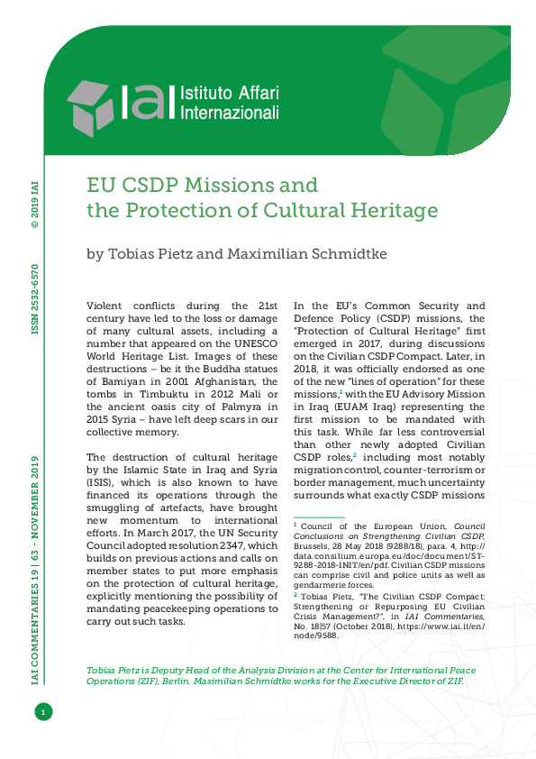 (PDF) EU CSDP Missions and the Protection of Cultural Heritage